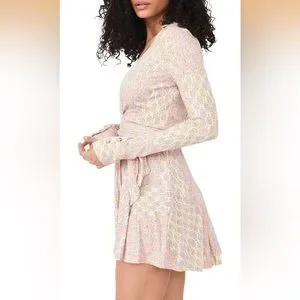Free People | Dresses | Free People Pastel Wrap Romper Dress In Pink ...